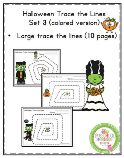 Halloween Trace the Lines Set 3 in Color ~ Preschool Printables
