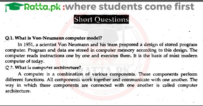1st Year Computer Chapter 5 Short Questions pdf - ICS Part 1 - Ratta.pk