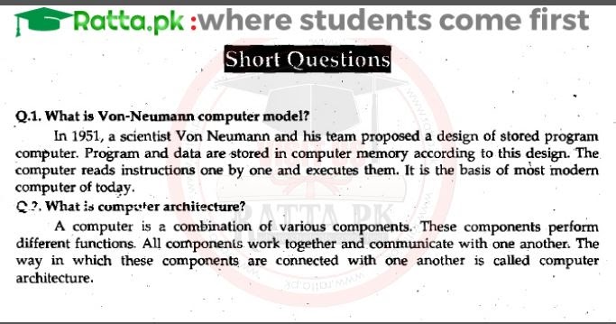 1st Year Computer Chapter 5 Short Questions pdf - ICS Part 1 - Ratta.pk