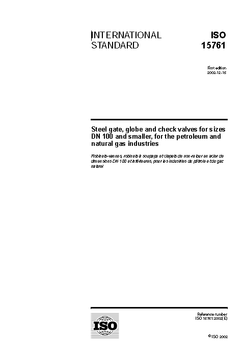 Steel gate, globe and check valves for sizes DN 100 and smaller, for ...