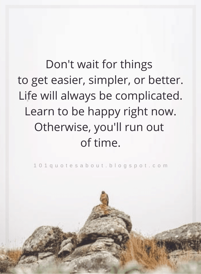 Don't wait for things to get easier, simpler, or better. Life will ...