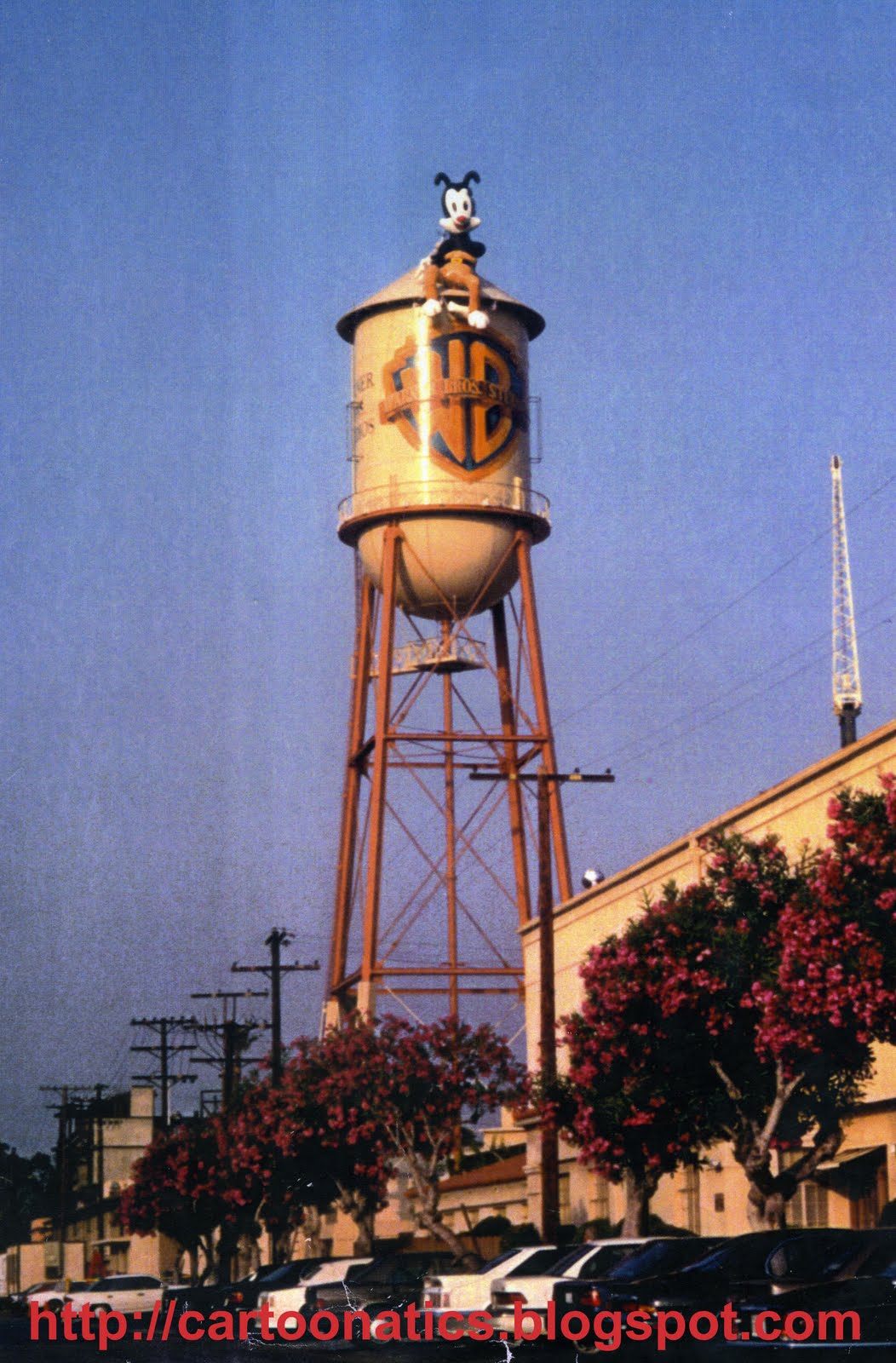 Cartoonatics: Yakko on the Warner Bros. Studio Water Tower -- 1993 Cartoonatics: Yakko on the Warner Bros. Studio Water Tower -- 1993