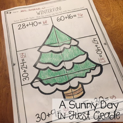 Winter Addition Puzzles! | A Sunny Day in First Grade