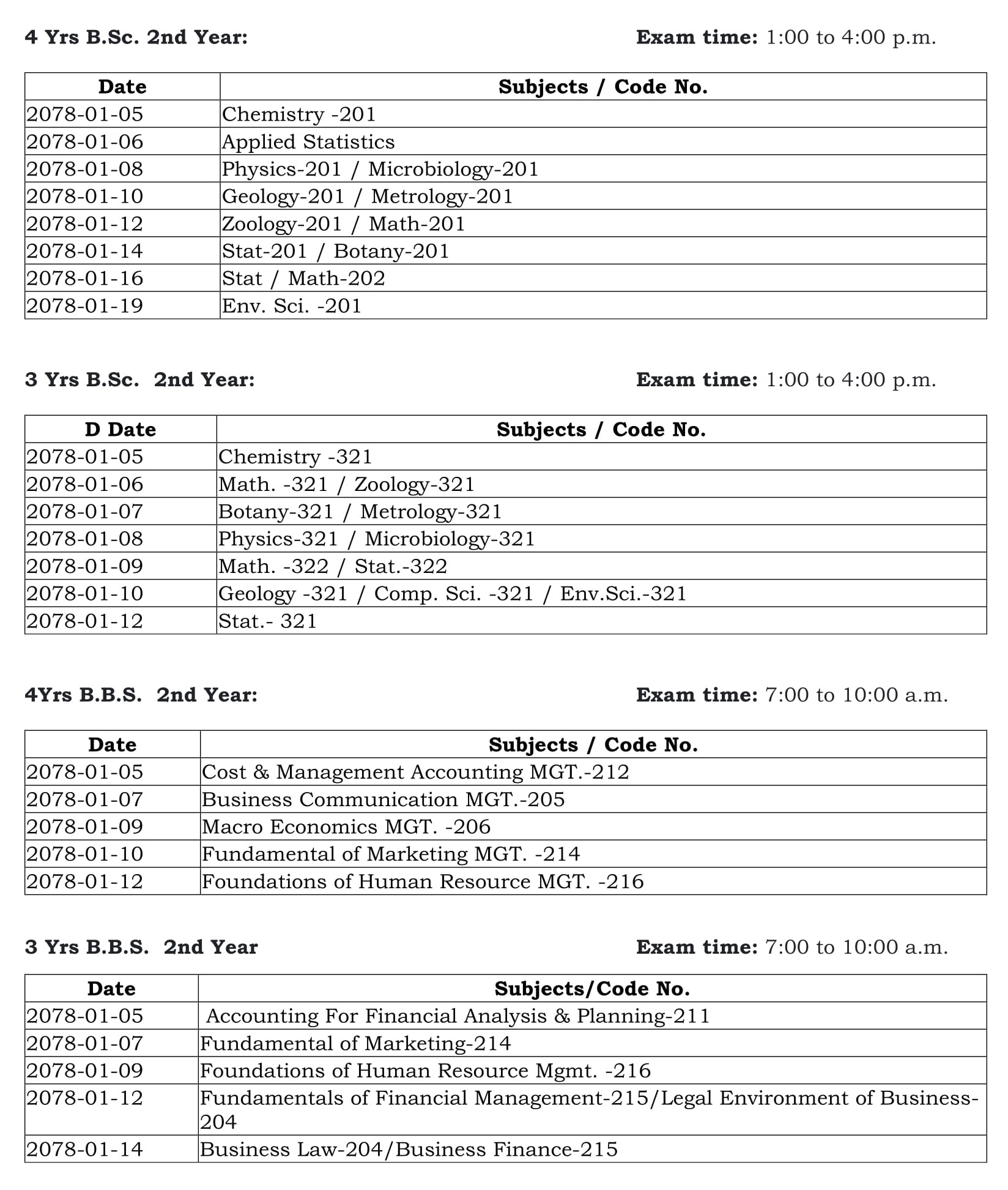 (3/4 Years) BBS, BA, B.Ed. and B.Sc. 2nd Year Regular and Partial Exam ...