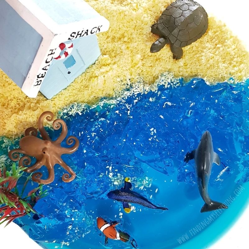 Edible Jelly Beach Small World + 39 Other Sensory Play Ideas | Finding ...
