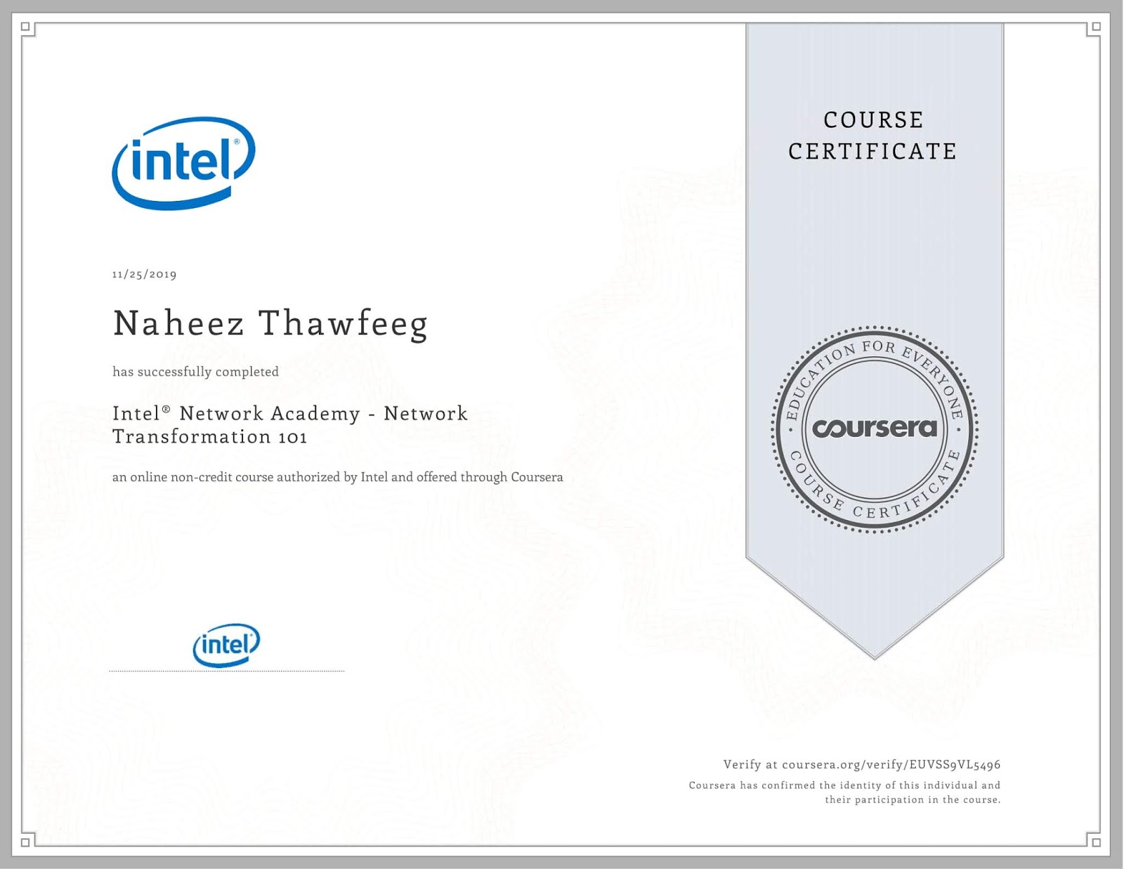 Naheez Thawfeeg's Blog: First ever course by Intel® offered by Coursera ...