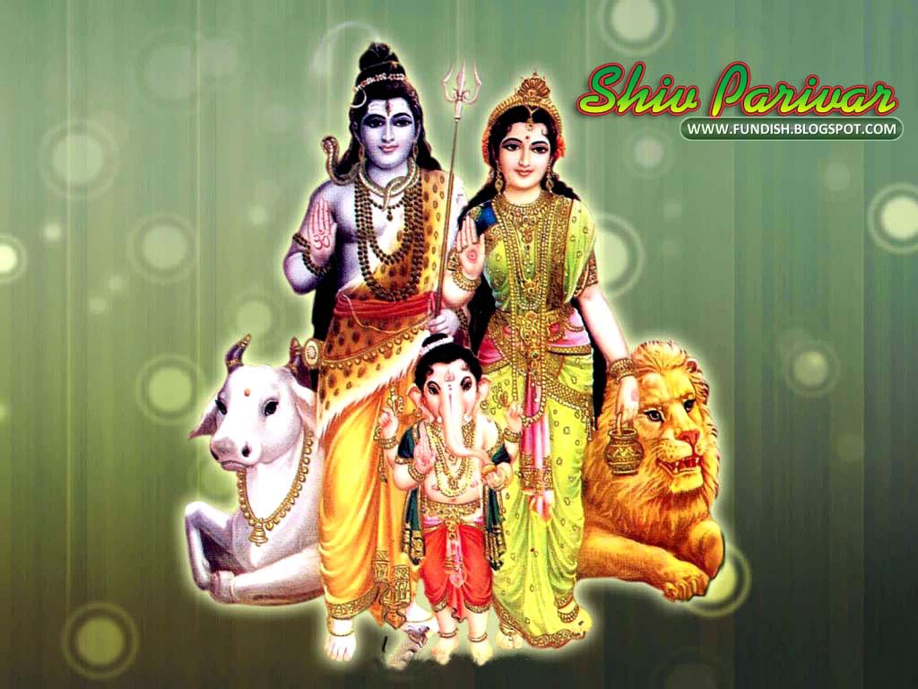 Lord Ganesh standing with Lord Shiva Goddess Parvathi Devi wallpapers ...