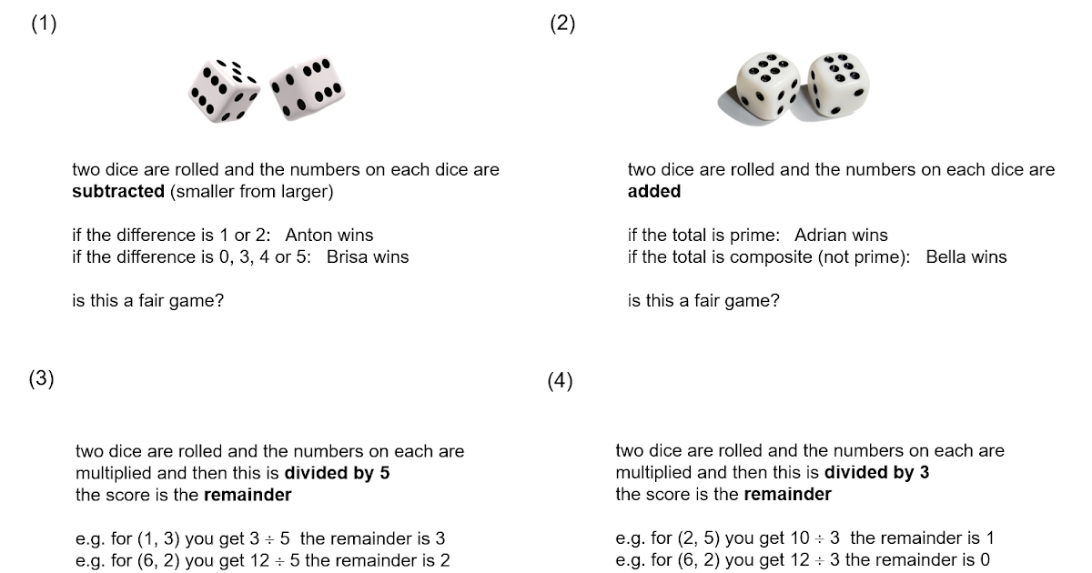MEDIAN Don Steward mathematics teaching: 2 dice, 2 way tables