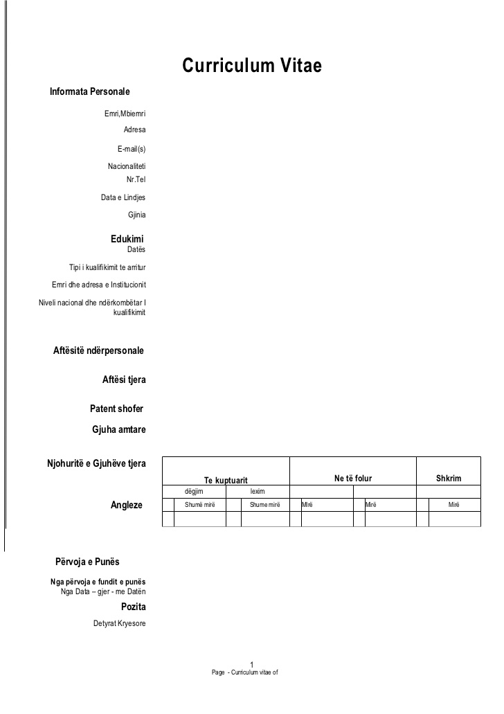 Curriculum Vitae Shqip - Birthday Letter