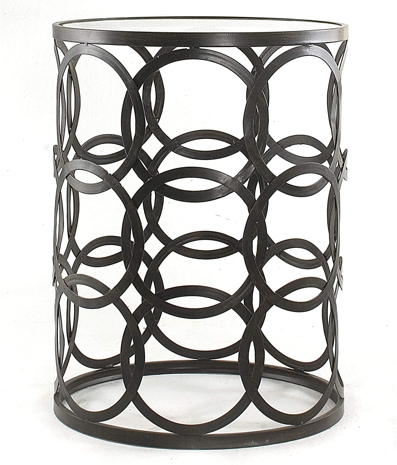 Interlocking Circles Side Accent Table with Removable Glass Top ...