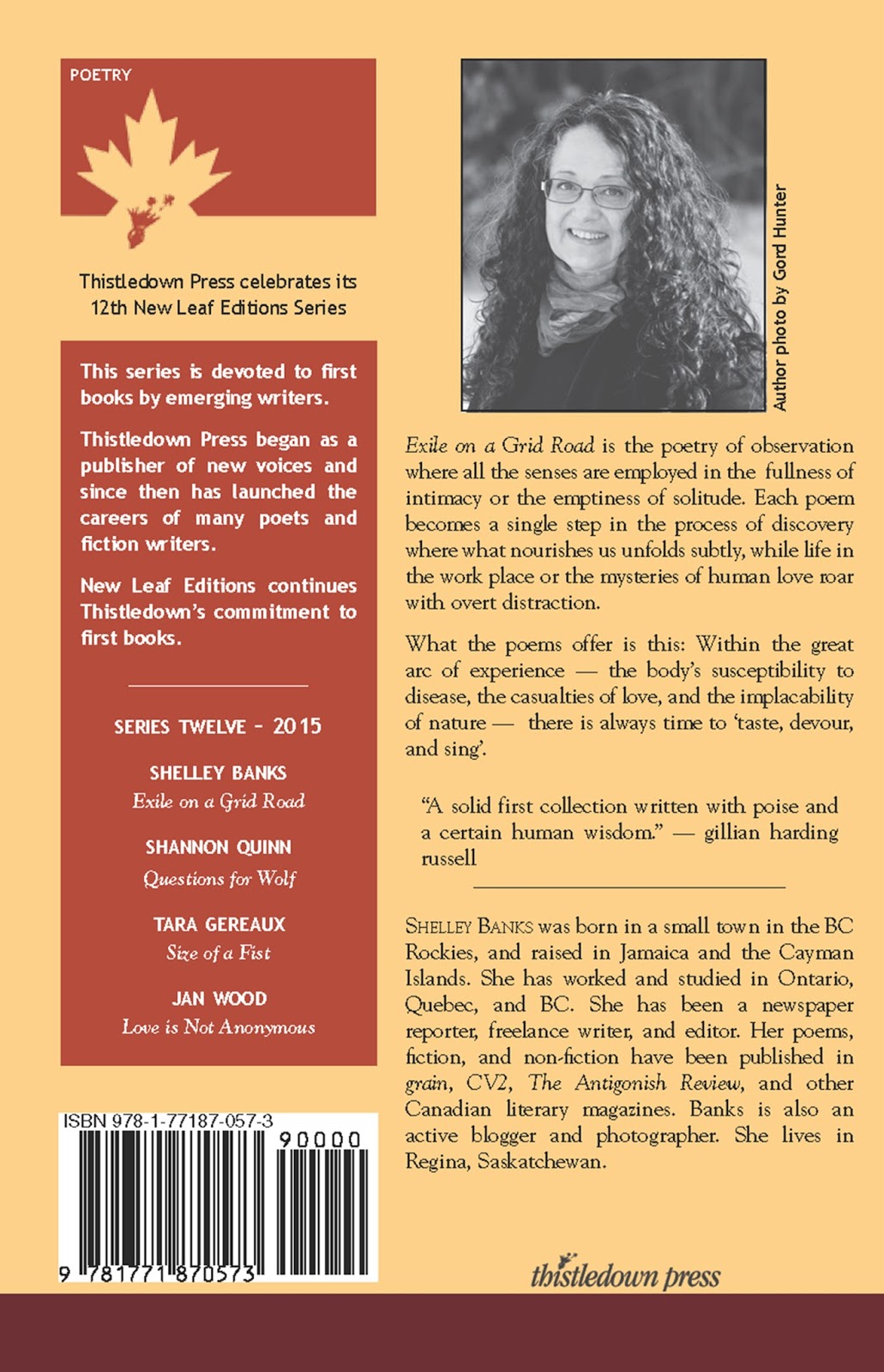 More about Exile on a Grid Road, aka, the back cover – Shelley Banks