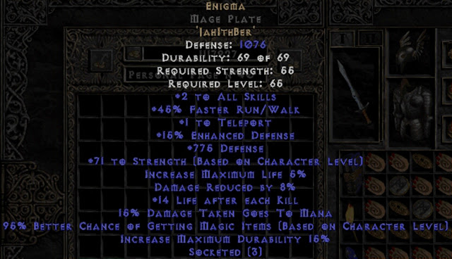 Best cRPGs: ENIGMA RUNEWORD, Diablo 2 Resurrected, Perfect Superior Archon Plate or Mage Plate
