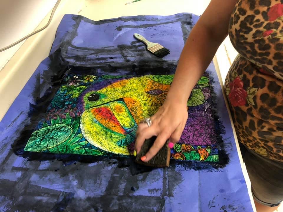 The Lost Sock : Crayon Resist Crumbled Batik