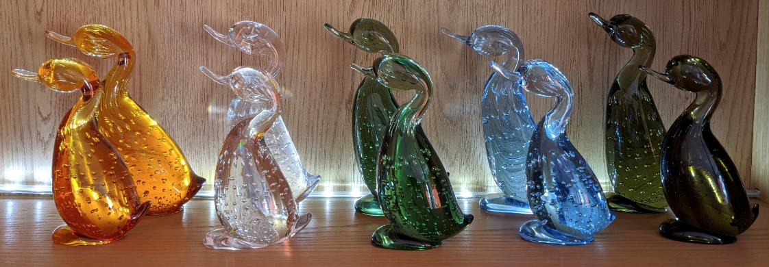 Whitefriars Ducks _ _: Early duck colours - 1955 to 1958