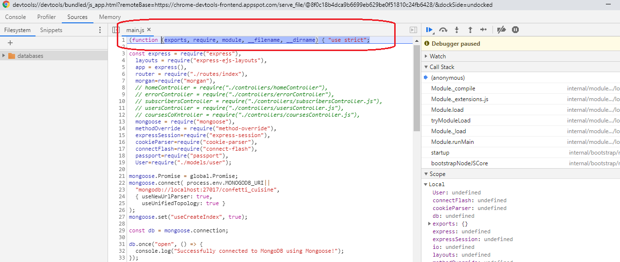 Tech Corner: how to use build-in debugger to debug a Node.js appliation?