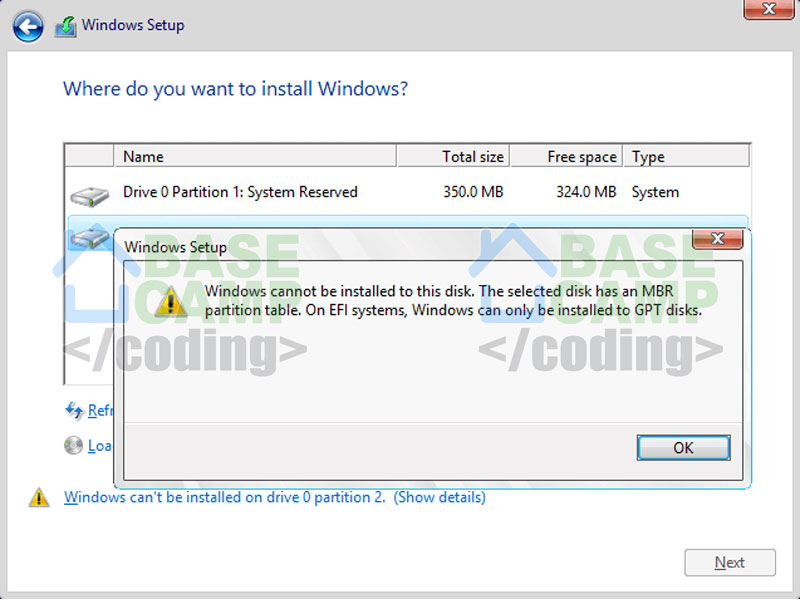 Solved Windows Cannot Be Installed To This Disk The Selected Disk Is Of The Gpt Partition Style