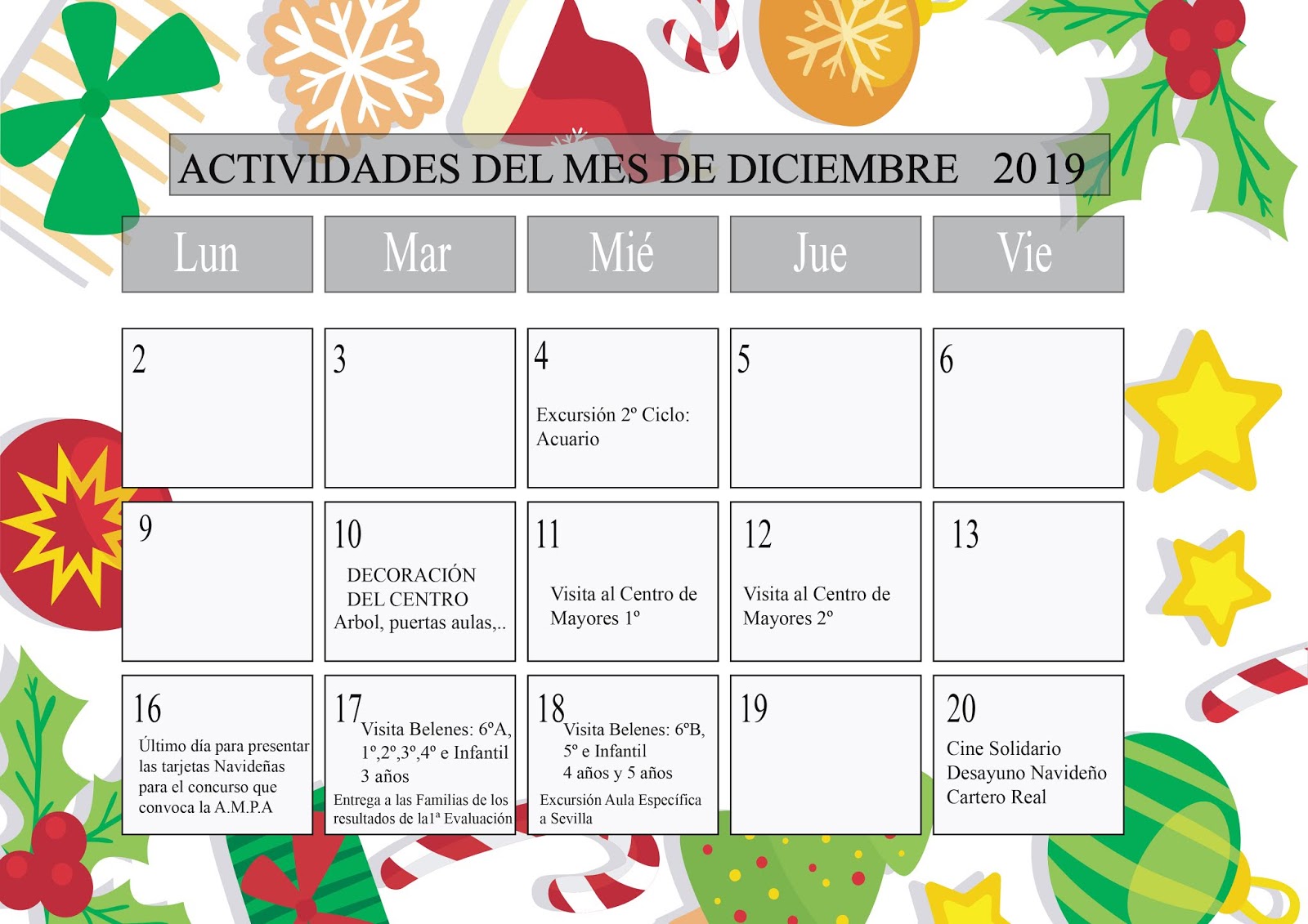 Biblioteca Maestro José Mª Martín : ACTIVIDADES MES DE DICIEMBRE