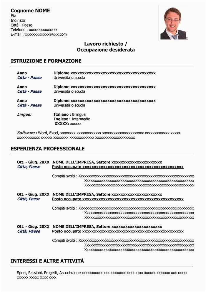 Curriculum Vitae Da Compilare E Stampare - Birthday Letter