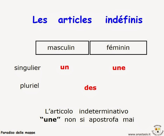 Paradiso delle mappe: Le articles indéfinis