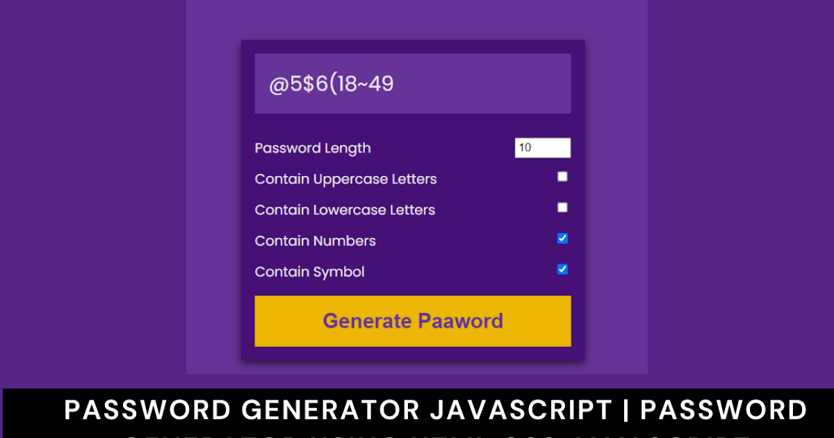 How to Make Password Generator Using HTML CSS Javascript