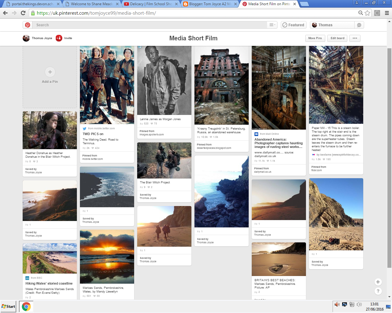 Tom Joyce A2 Media : Mood-board For My Film