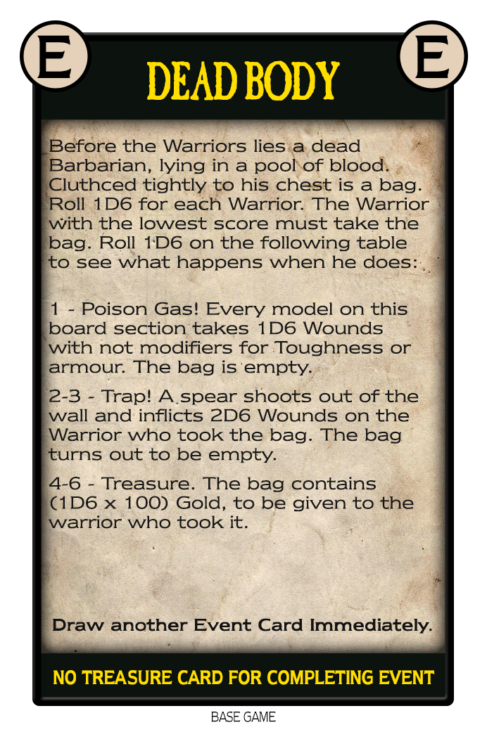 SOMETHING IN THE DUNGEON: WARHAMMER QUEST EVENT CARDS - Help needed!!