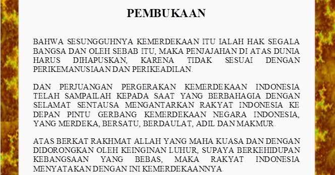 Teks Naskah Pembukaan Uud 1945 Yang Benar Dan Lengkap Info Dari Ops