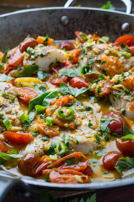 Cod in a Tomato Lemon Butter Sauce - Homemade Healthy Recipe