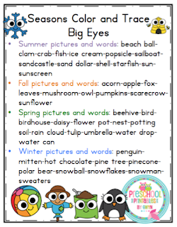 Seasons Color and Trace ~ Preschool Printables