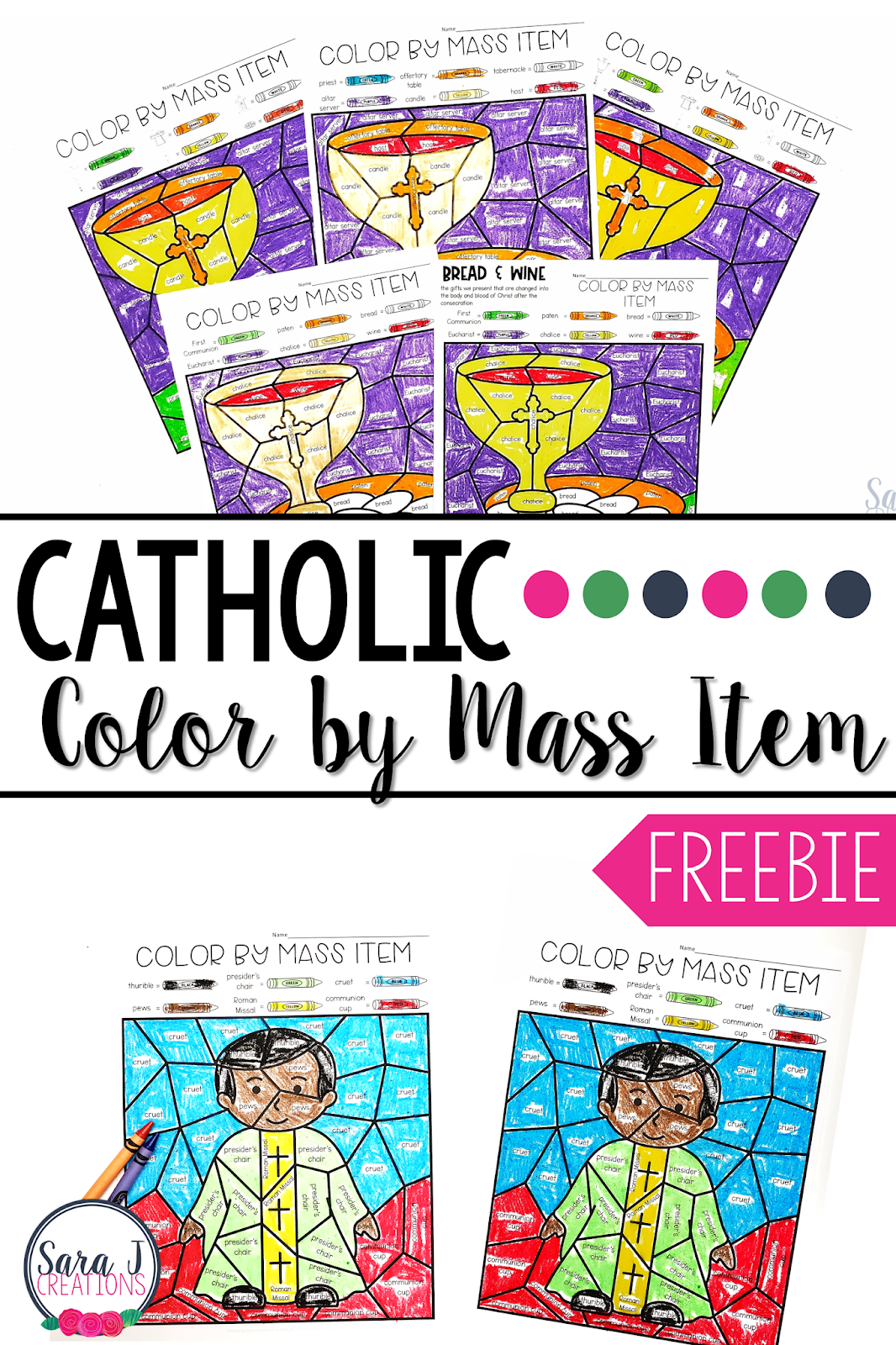 Catholic Color by Mass Item Coloring Pages | Sara J Creations