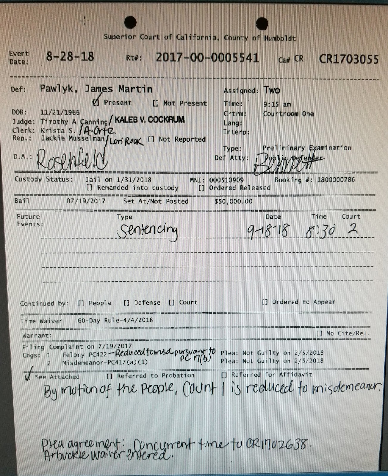 John Chiv: Finally, the James Pawlyk case resolves with a plea