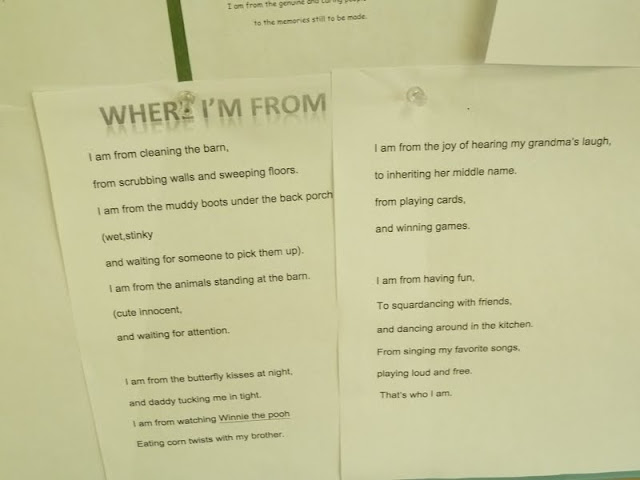 B. Meandering: "Where I'm From" poetry, Monday's Prayer and school room ...