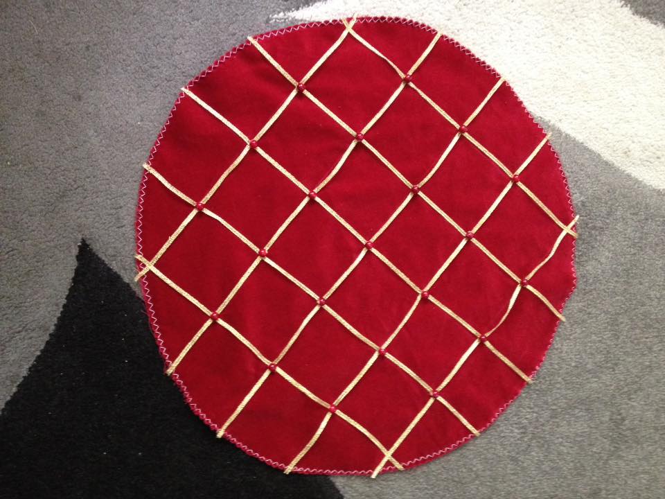 Broider Me 'Bethan: Red Velveteen Caul with Gold Trim