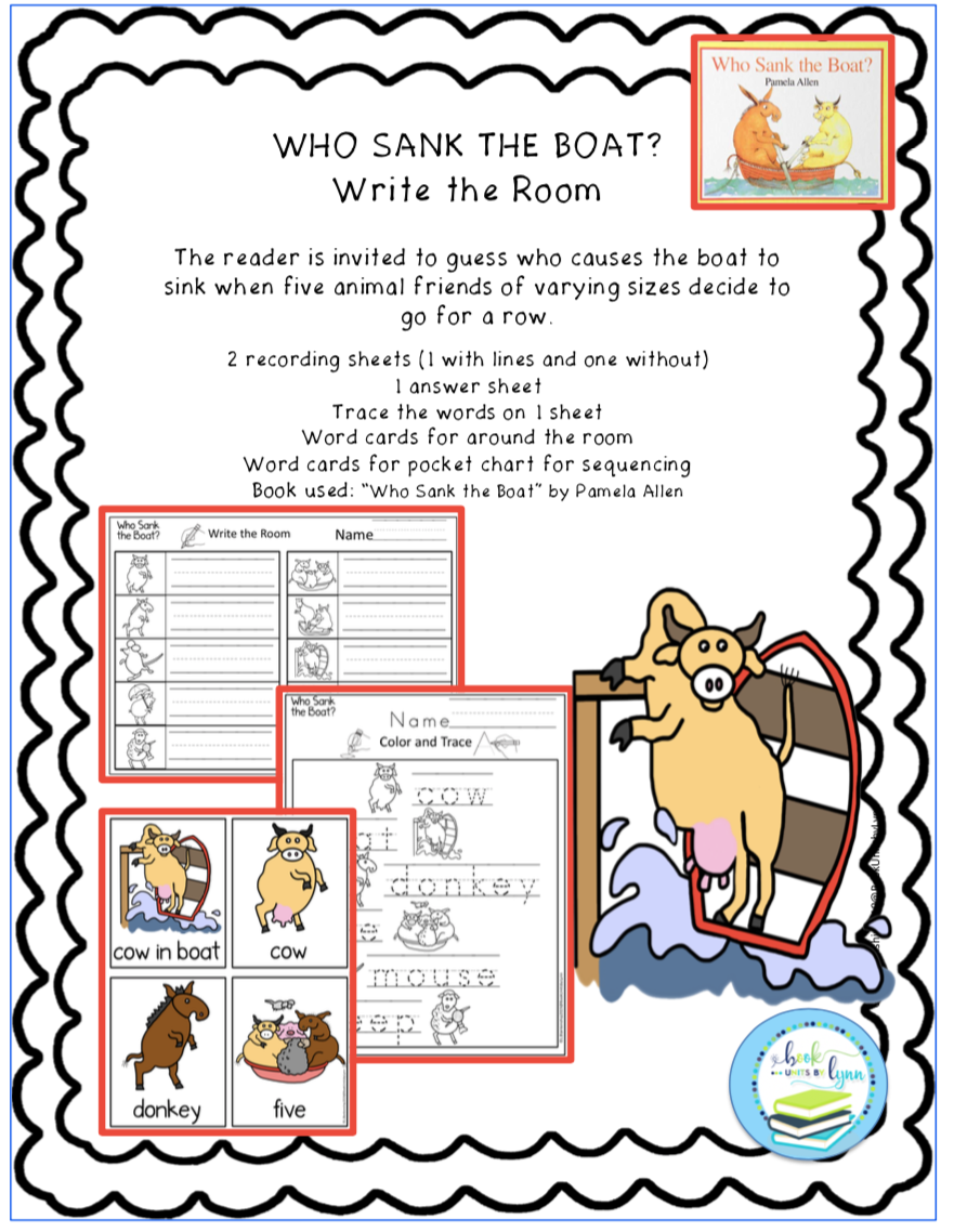 WHO SANK THE BOAT? WRITE THE ROOM ~ Book Units by Lynn