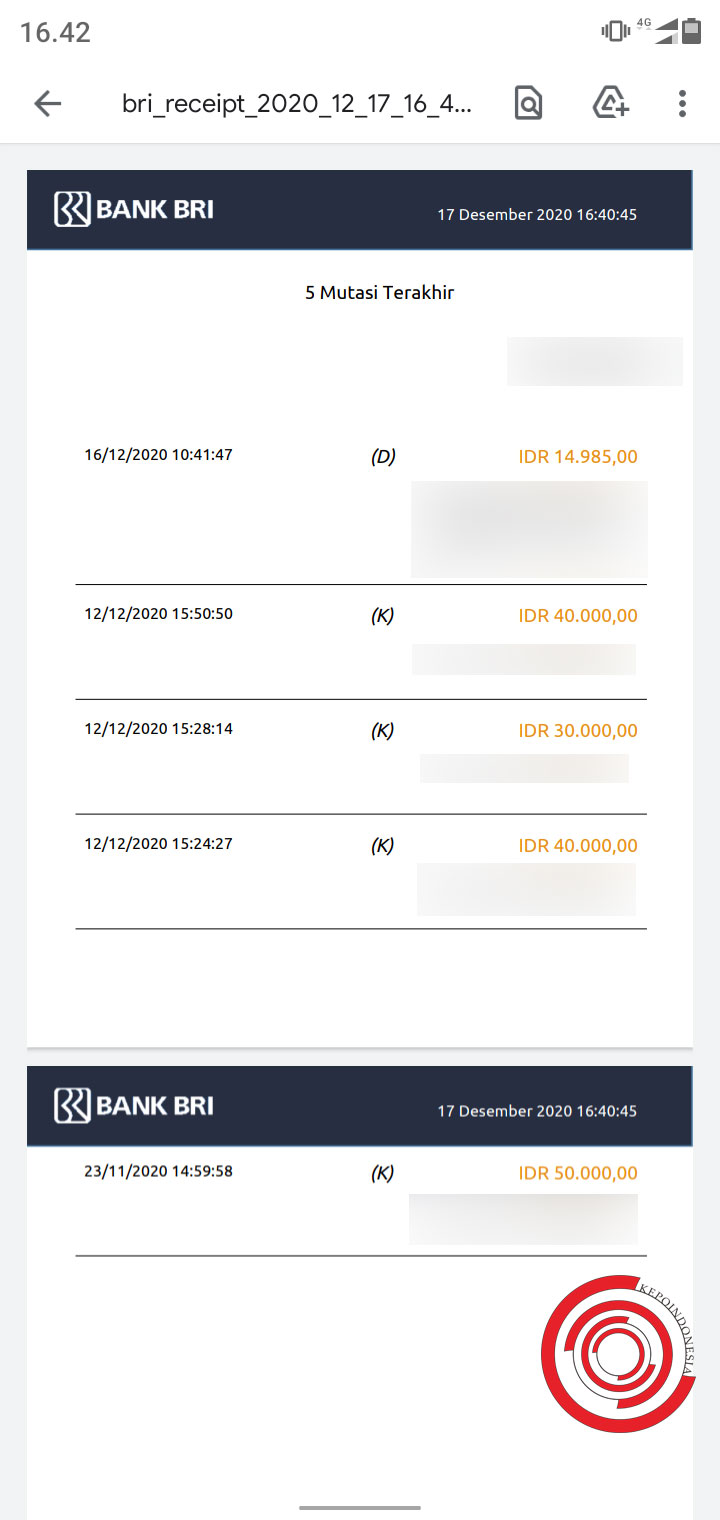 Cara Cek Mutasi Rekening BRI Lewat Aplikasi BRImo - KEPOINDONESIA