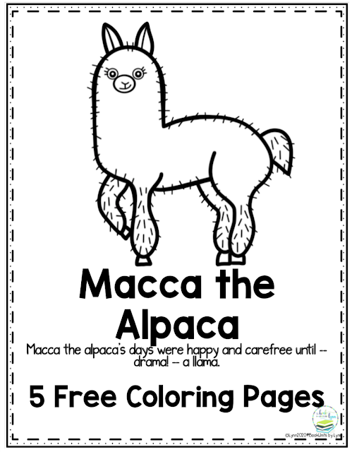 MACCA THE ALPACA FREE COLORING SHEETS ~ Book Units by Lynn