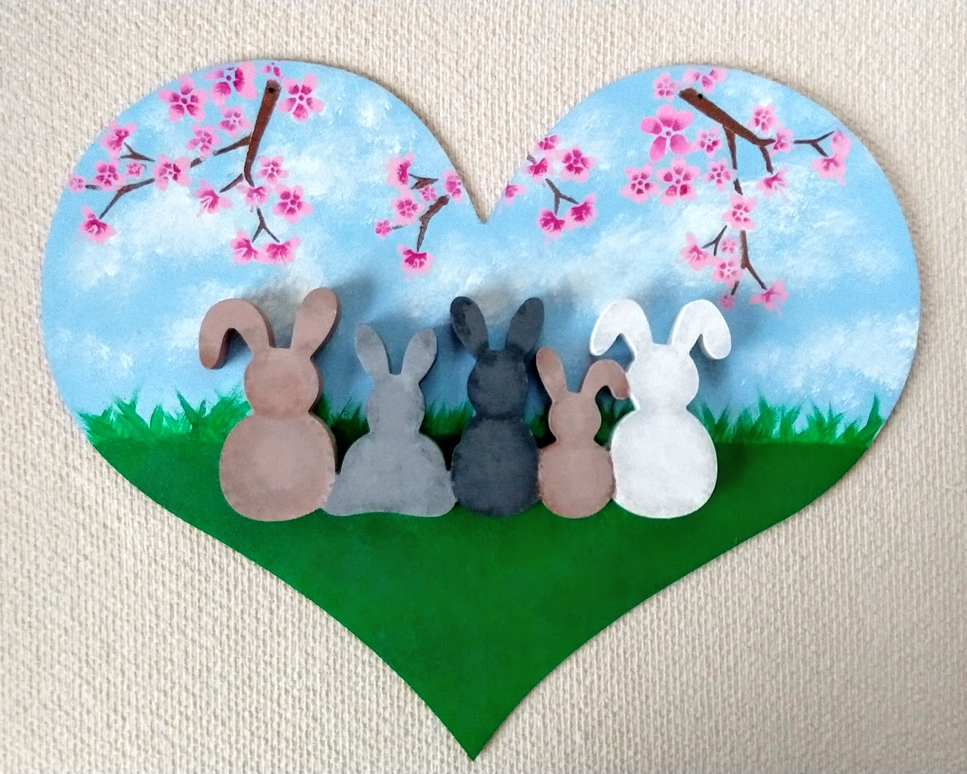 A Passion For Cards: Rabbits and Heart Wall Hanging