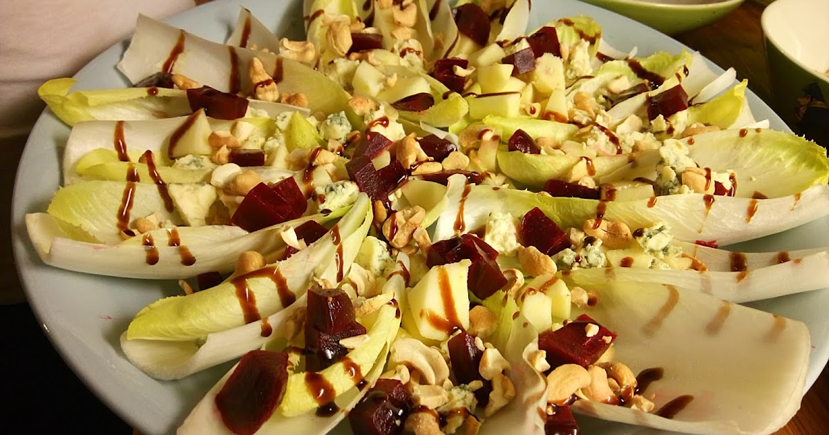 Endive Salad — Endives Stilton Pickled Beetroot Cashews Balsamico