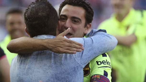 Lágrimas de Xavi por su octava Liga con el Barça