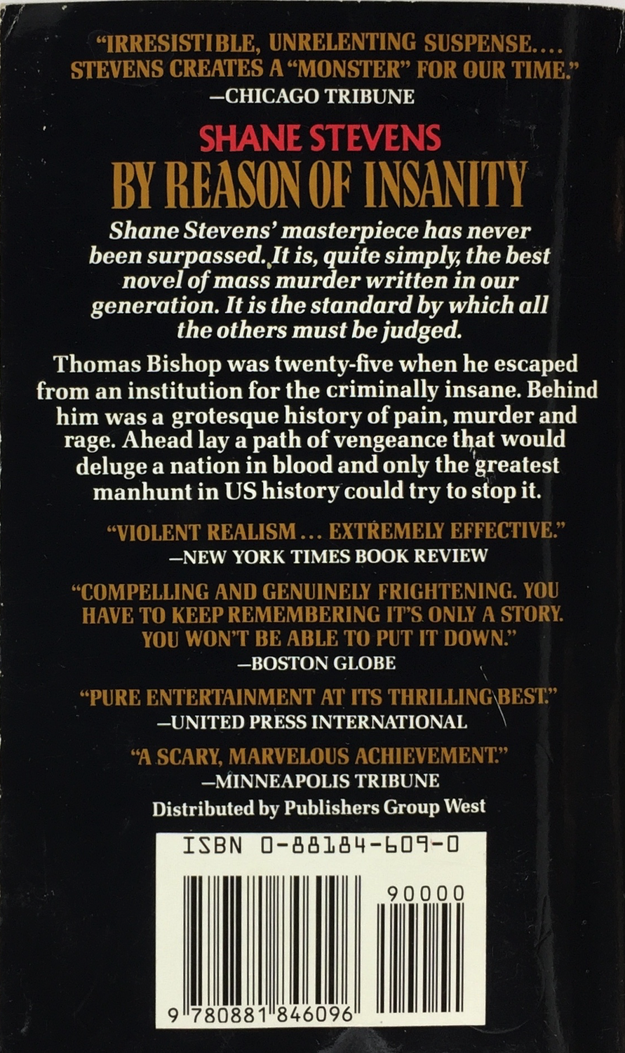Too Much Horror Fiction: By Reason of Insanity by Shane Stevens (1979 ...