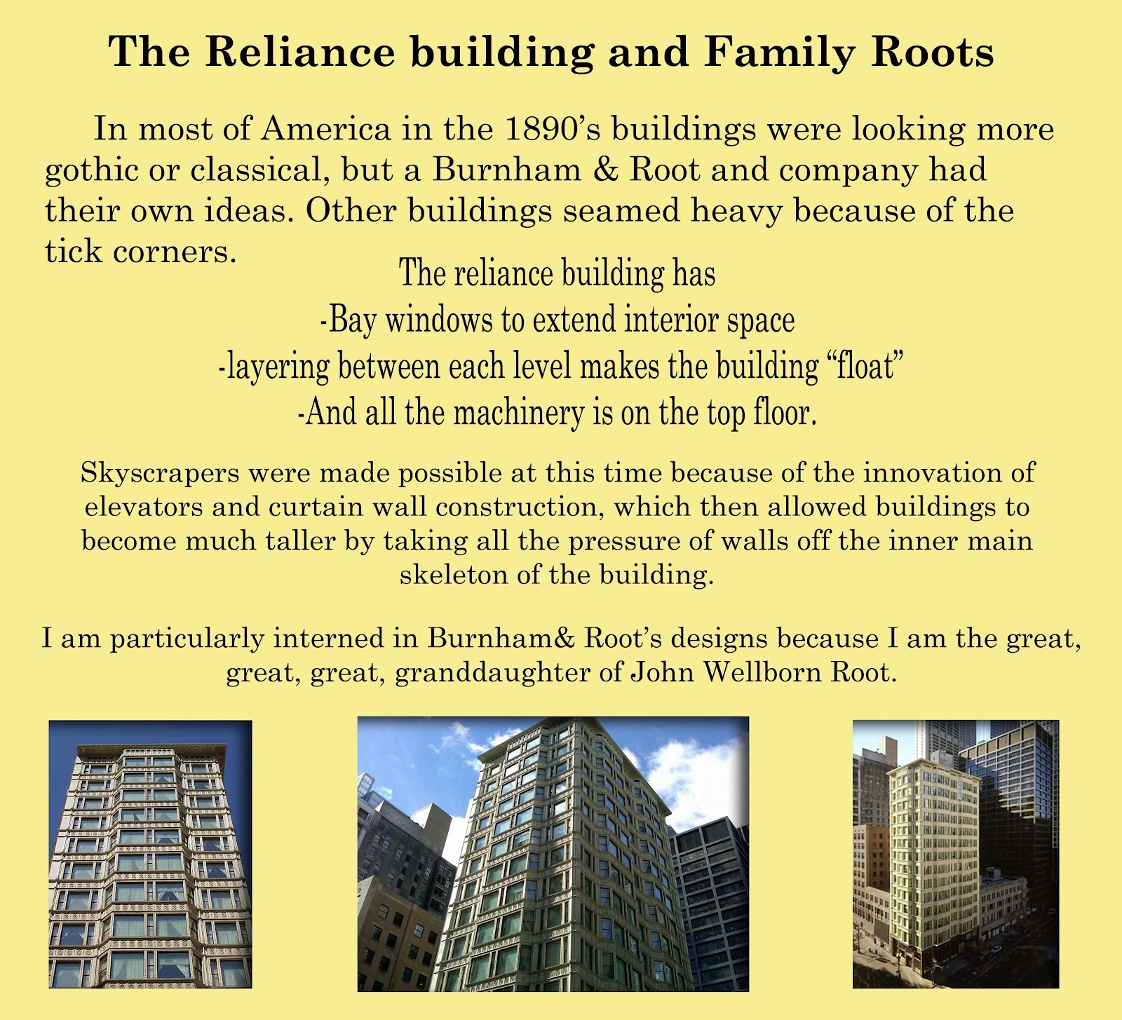 Idea Spark Design: The Reliance building and Family Roots
