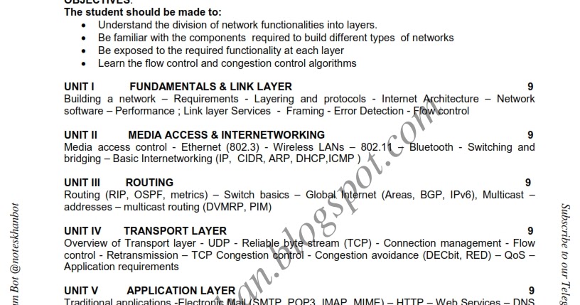 Cs6551 Computer Networks Syllabus Semester Vi Ece Be Anna University Regulation 2013 Anna