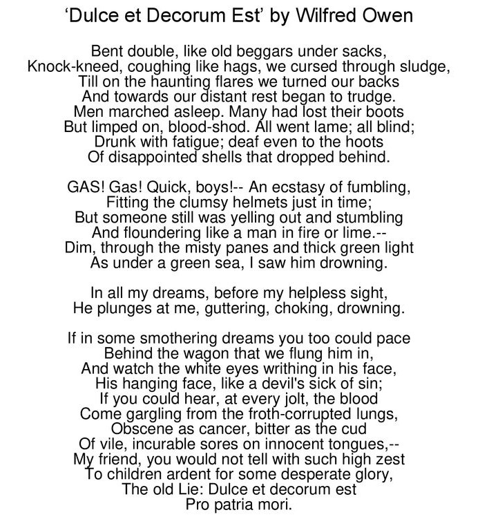 In plain English ...: WILFRED OWEN - DULCE ET DECORUM EST