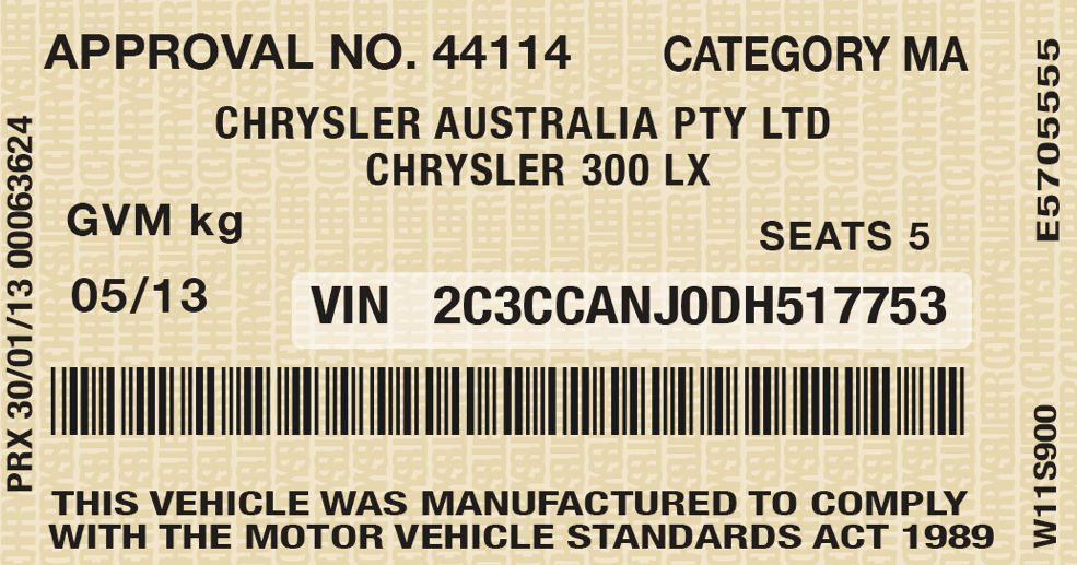 Replacement VIN (vehicle identification number) Stickers: Chevy ...
