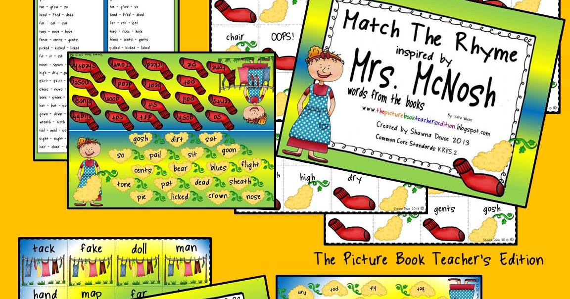 Mrs. McNosh Match the Rhyme Game | The Picture Book Teacher's Edition
