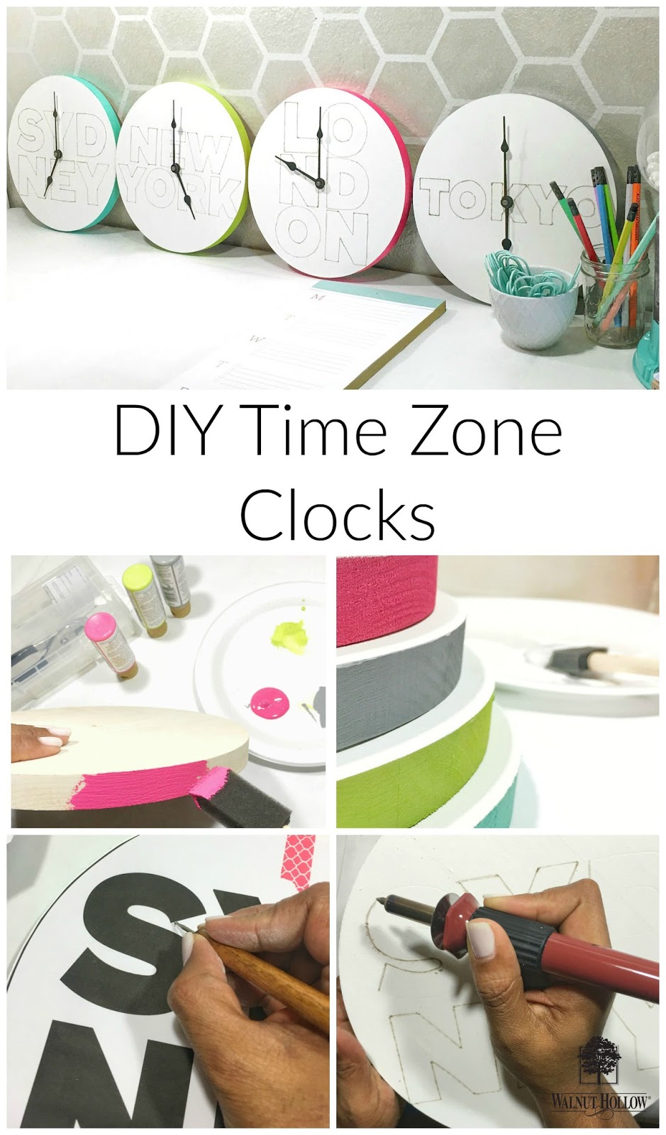 DIY Time Zone Clocks with Walnut Hollow - This Is Tisa