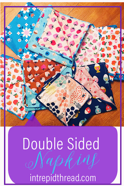 Free Tutorial for Self Binding Double Sided Napkins | The Intrepid Thread