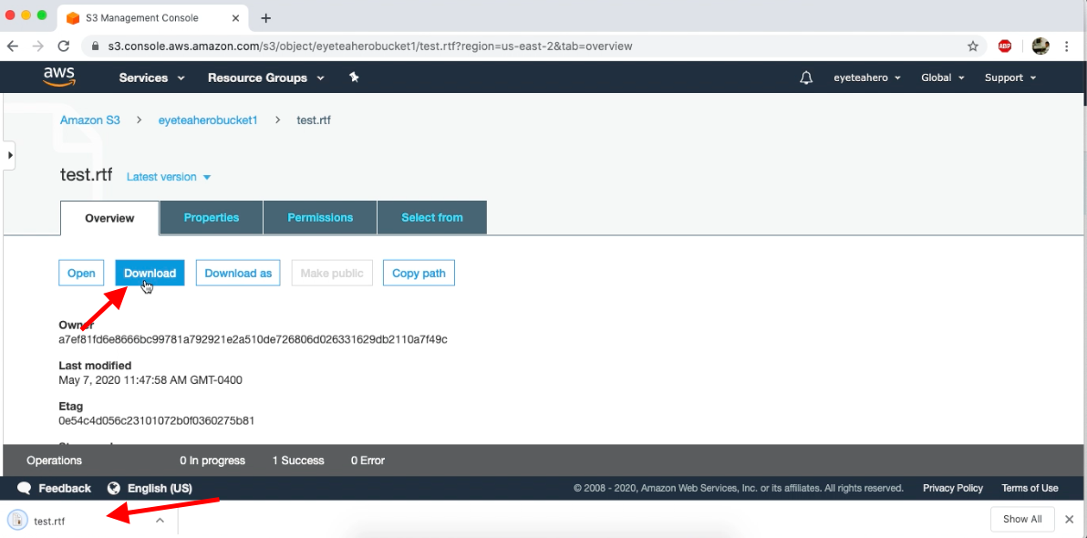 AWS - Create S3 Bucket and Upload/Download a File