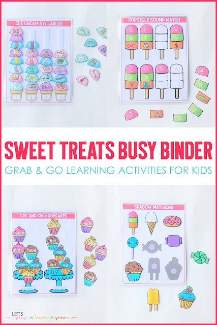 Sweet Treats Themed Busy Binder Activities | Lets Play.Learn.Grow