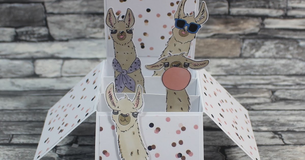 Gestempelte Mitbringsel: Card in a Box Lama
